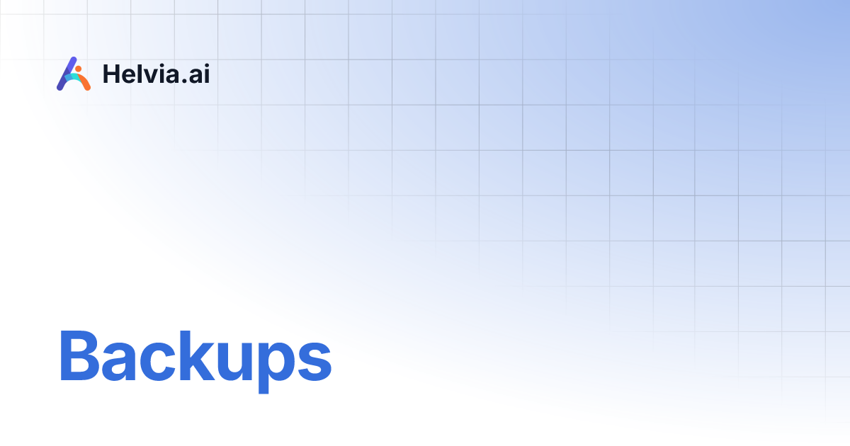 Backups | Helvia.ai